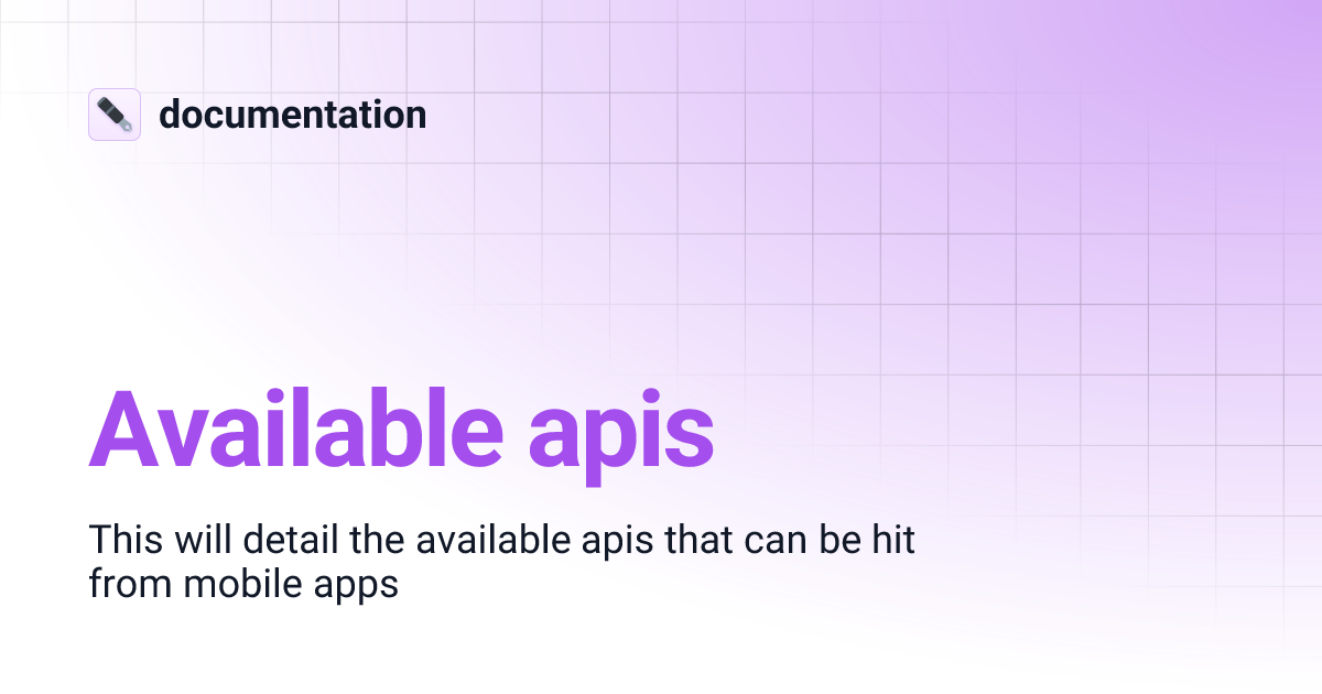 Available apis | documentation